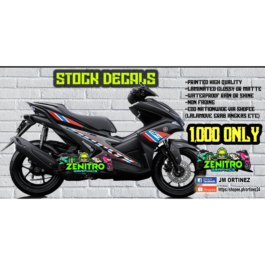 AEROX 155 STOCK DECALS FOR AEROX V1 ONLY (ZENITRO GRAPHICS DECALS ...