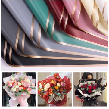 20pcs Gold Edge Flower Wrapping Paper Florist Bouquet Supplies ...