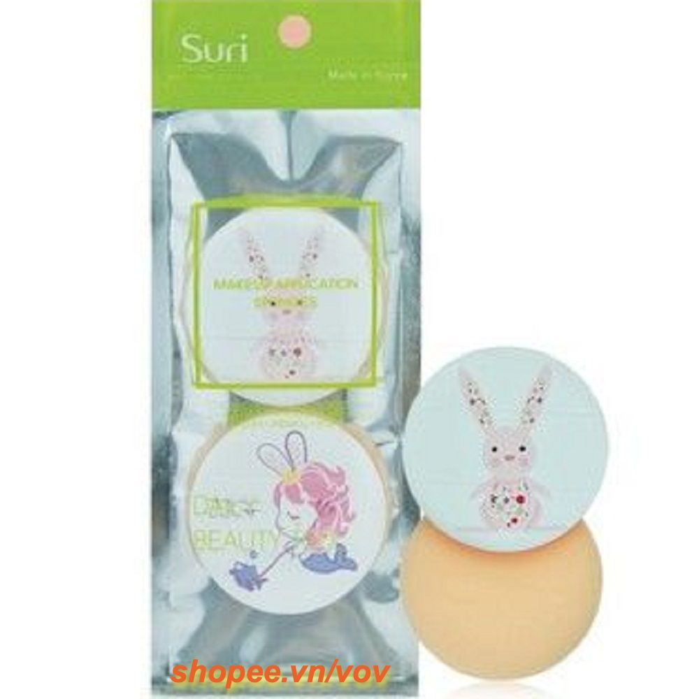 Package of 2 Suri Super Smooth Round Dry Powder Puffs with Green Straps ...