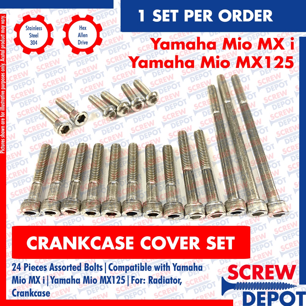 Crankcase Cover Bolt Set + Radiator Cover - Yamaha Mio MXi125 | MX125 ...