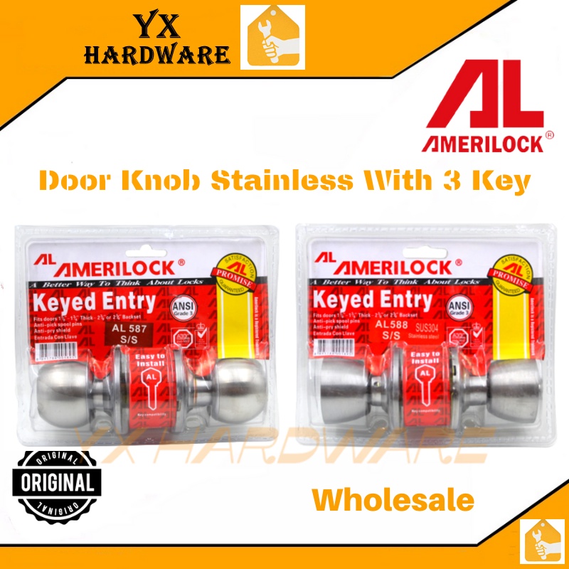 Door Knob Stainless With 3 Key Door Lock Set Key entry lock | Shopee ...