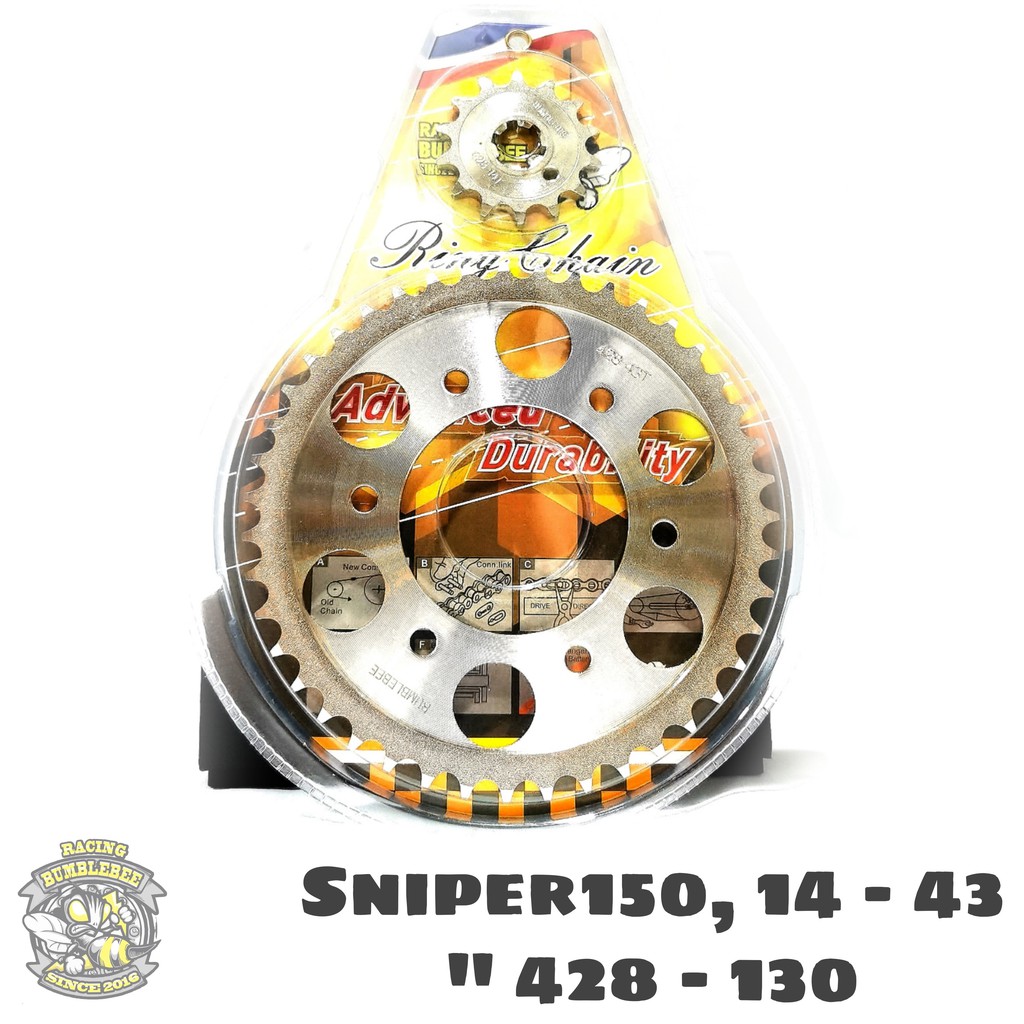 Chain Sprocket Set SNIPER150 /fz16 SSS GOLD RACING BUMBLEBEE | Shopee ...