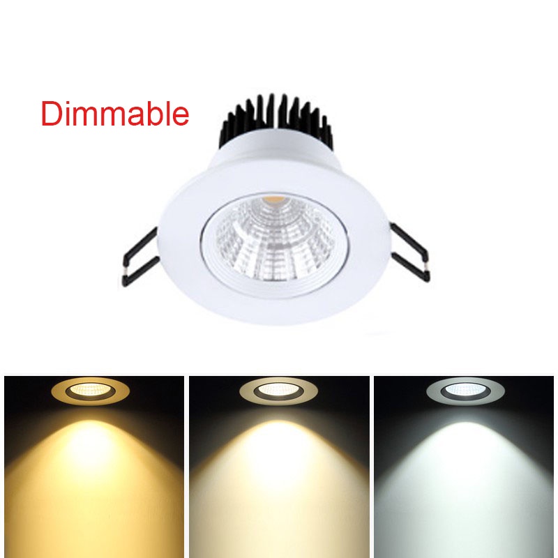 LED DOWNLIGHT COB/ WHITE CASE 5W /7W/ 9W / 12W / 220v 15W Dimmable ...