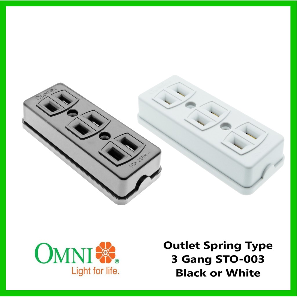 Omni Outlet Spring Type 3 Gang STO-003 Black or White | Shopee Philippines