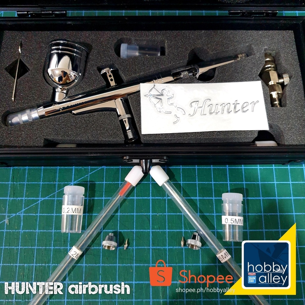 [hobbyalley] HUNTER HT-192 V2.0 NEW CHROME AIRBRUSH SET (w/ 3 NEEDLE SIZES and HARD CASE ...
