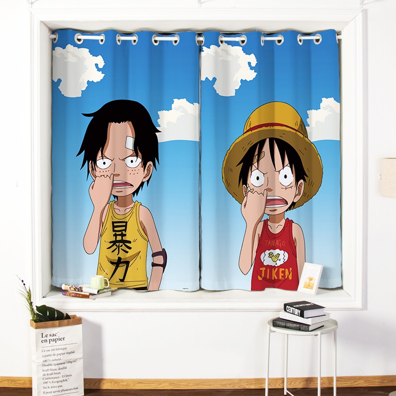 Home One Piece Bay Window Short Curtain Cartoon Anime Luffy Student ...