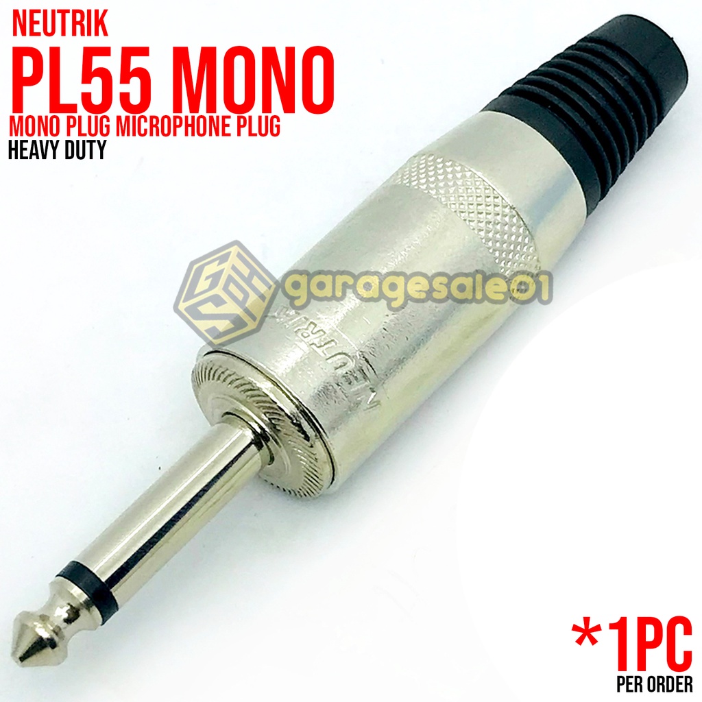Neutrik 6.35mm Mono Plug PL55 Microphone Plug Silver Heavy Duty ...