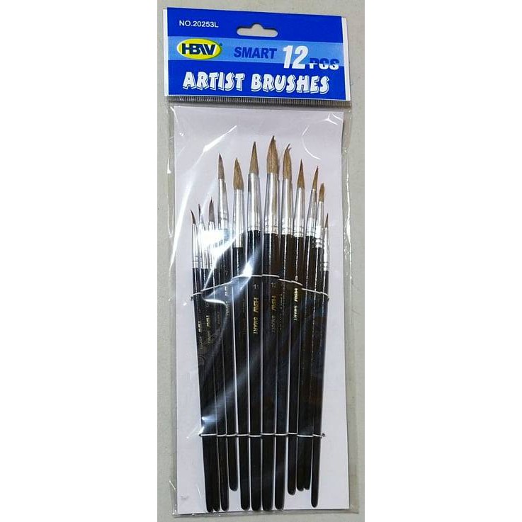 ARTIST BRUSH (HBW Brand), Artist Brushes, 12Different Size in a set ...
