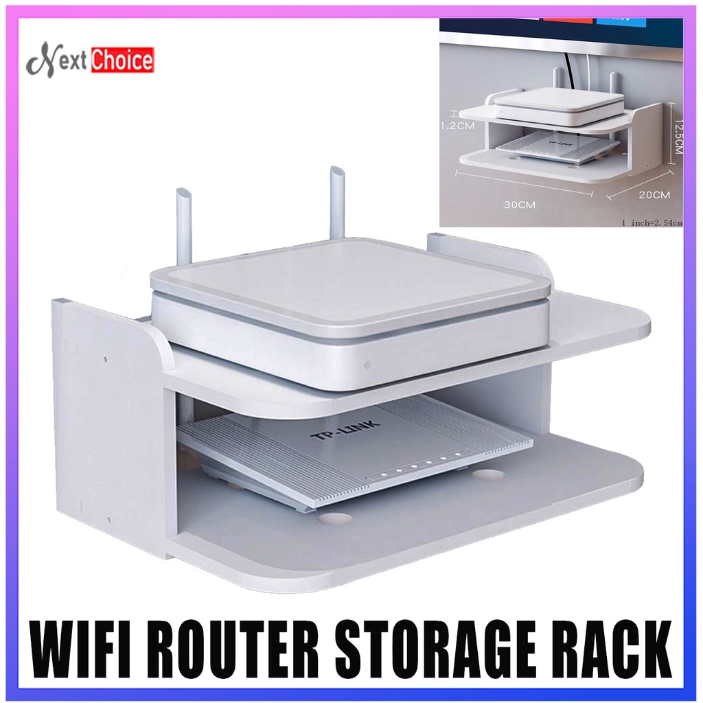1PC Wifi Router Storage Rack Display Holder Double Floating Wall Mount ...