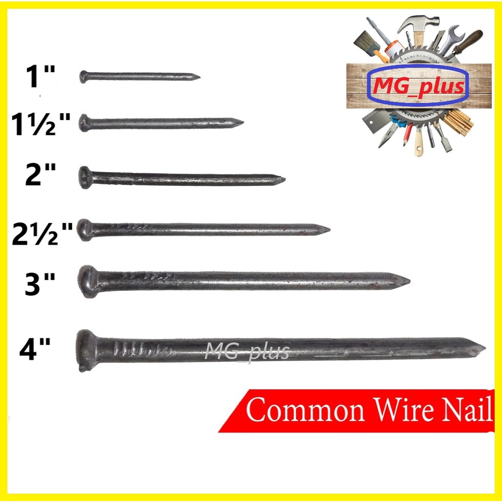 (1/4- 1KILO) Common Wire Nail PAKO (Pako May ulo) 1" 1½" 2" 2½" 3" 4 ...
