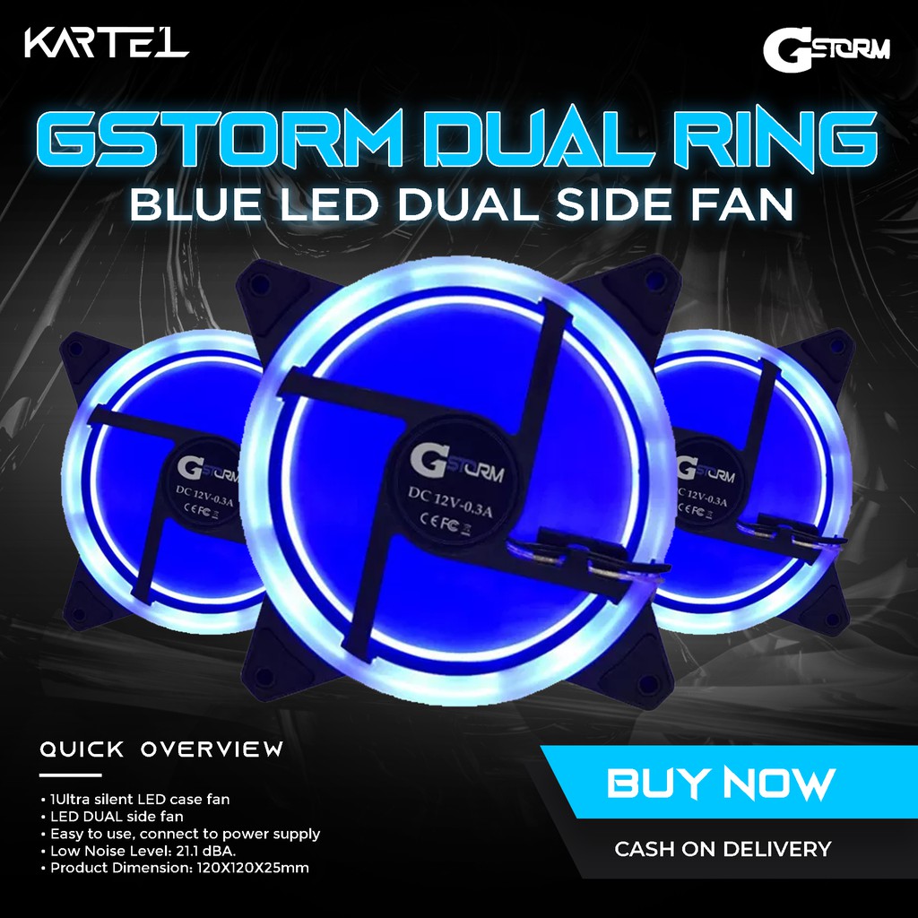 G STORM Dual Ring ICE BLUE | RAINBOW LED Fan 120mm PC CPU Computer Case ...
