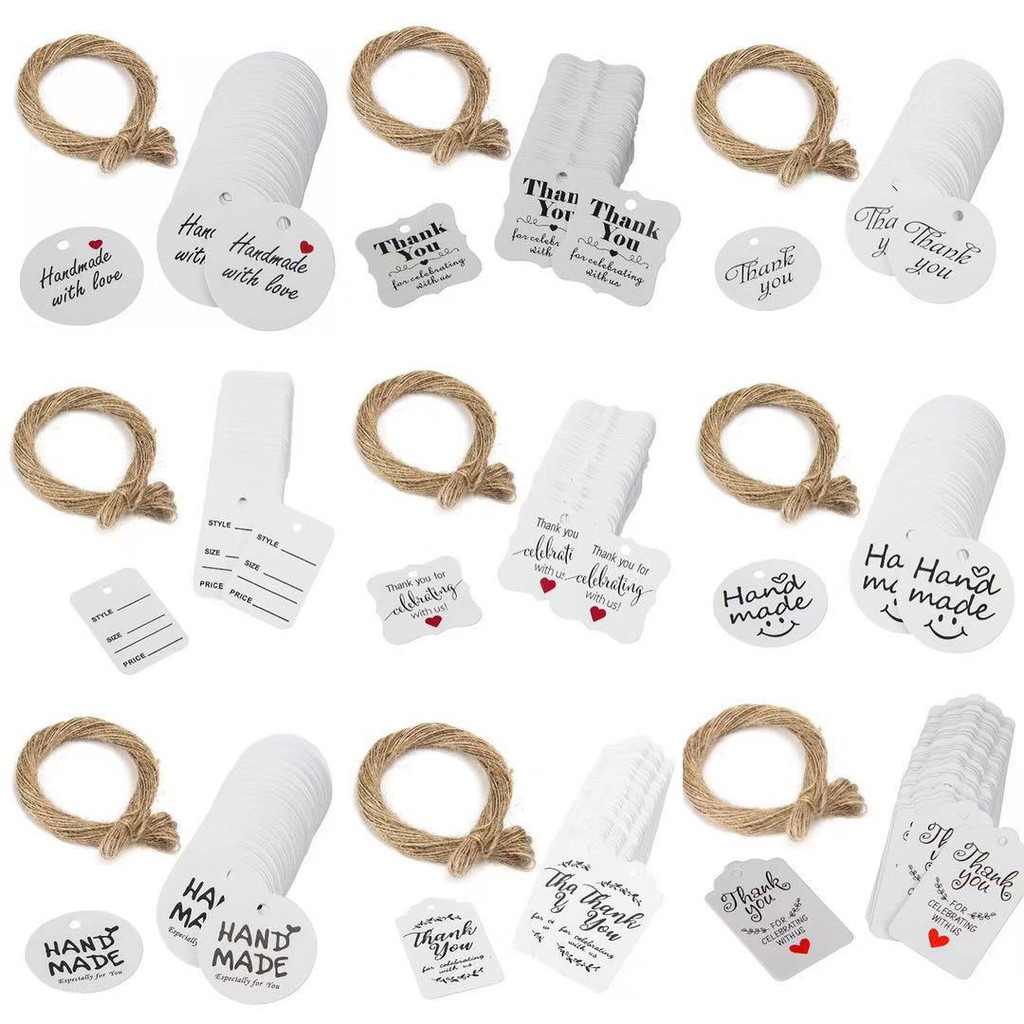100pcs/lot packaging label handmade tag kraft paper label thank you ...