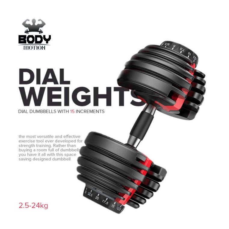 (PER PIECE) bodymotion 24kg Adjustable Dumbbell (15 weight adjustments ...