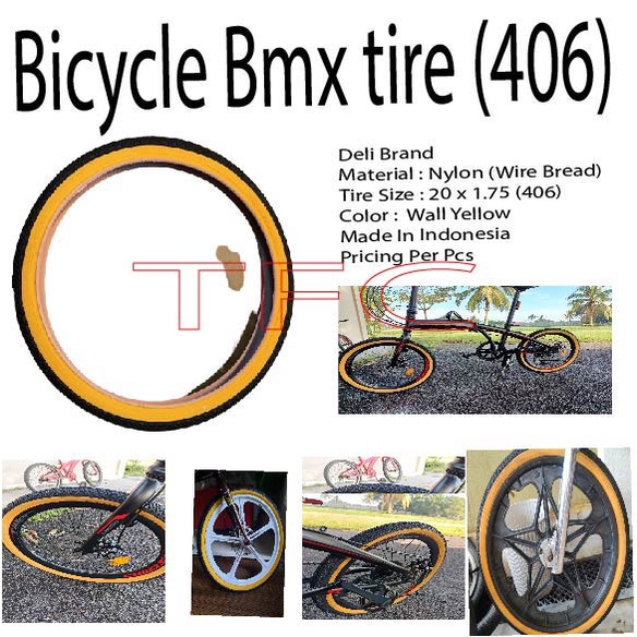 Bicycle Deli Tire 20 x 1.75 (Wall Yellow)(406)(1Pcs) | Shopee Philippines