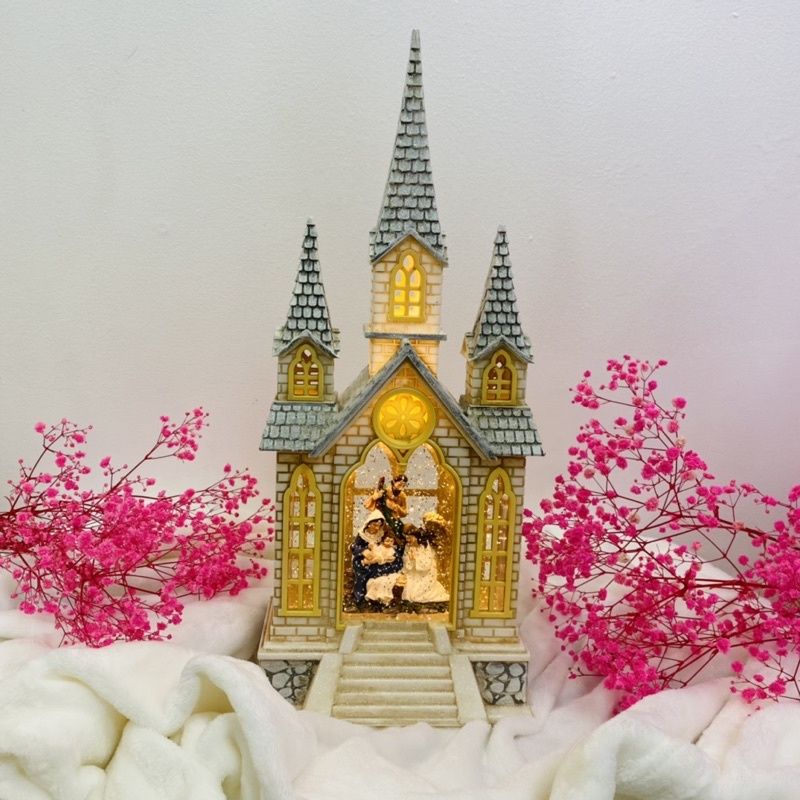 Musical Holy Family Castle Church Belen Snow Globe Nativity Christmas ...