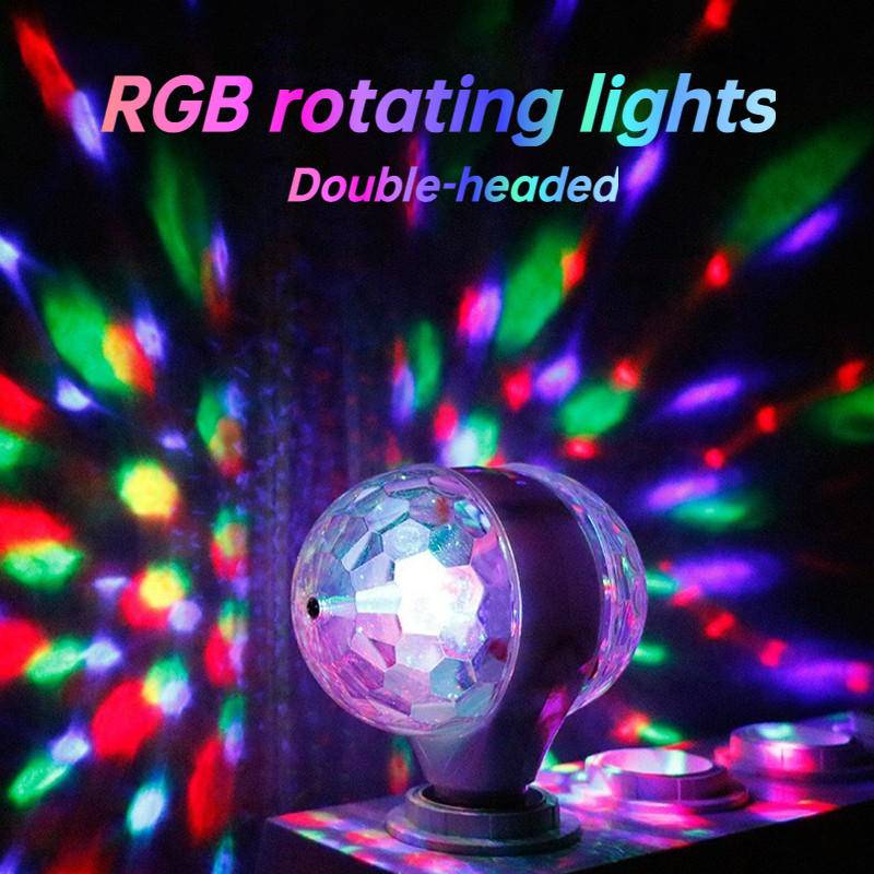 E27 Colorful Auto Rotating RGB LED Crystal Stage Light Magic Double ...