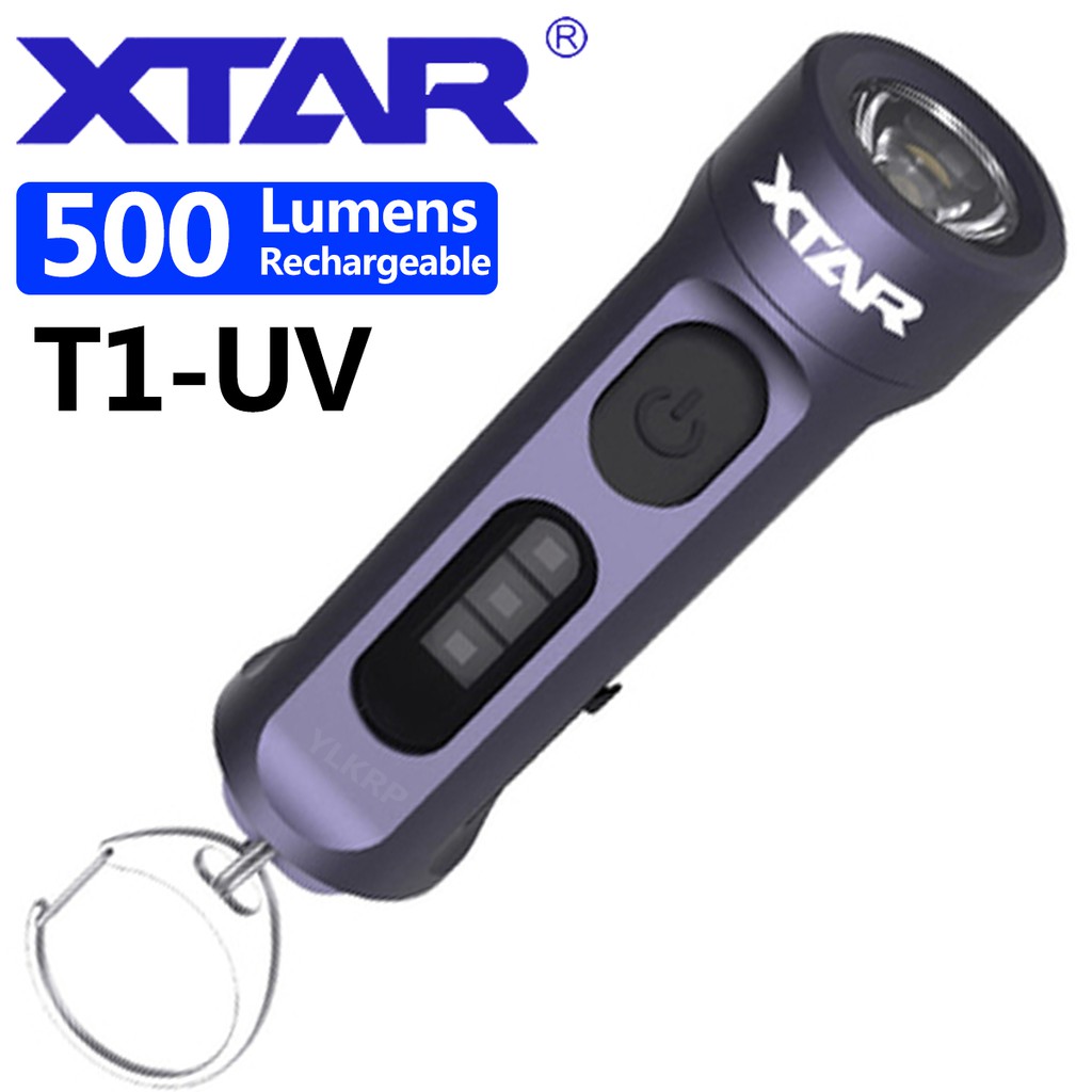 XTAR T1-UV Mini Fluorescent Key Light, 500 Lumens Type C Interface ...