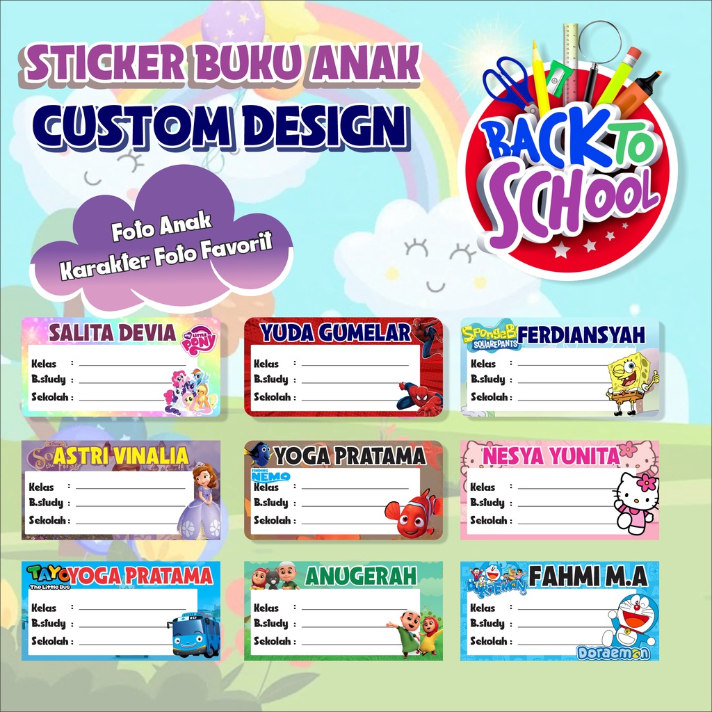Sticker Book LABEL School Text STICKER CUSTOM Children's Name | Shopee ...