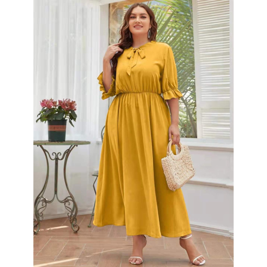 Plus Size Maxi Dress Fashion Solid Color Long Dress (fit to xl ...
