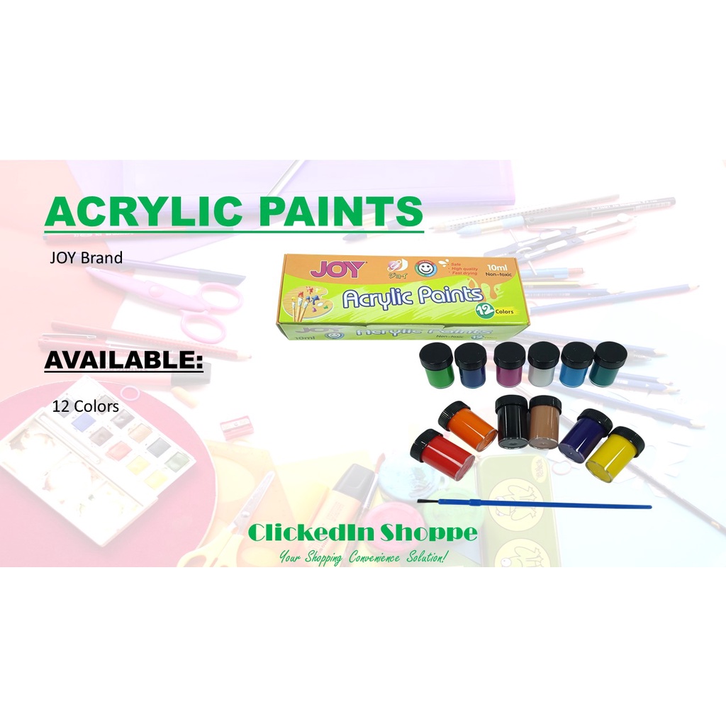 Acrylic Paints JOY Brand 12 Colors | Shopee Philippines