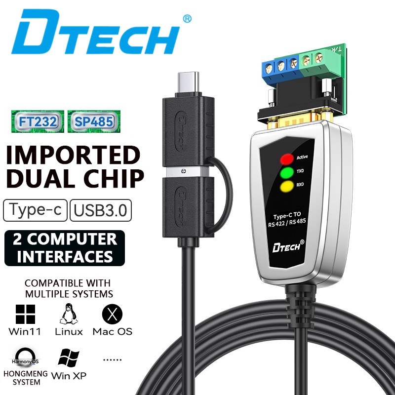 DTECH Type-C To RS422/485 Converter 9-Pin Serial Port Data Cable Computer com Communication ...