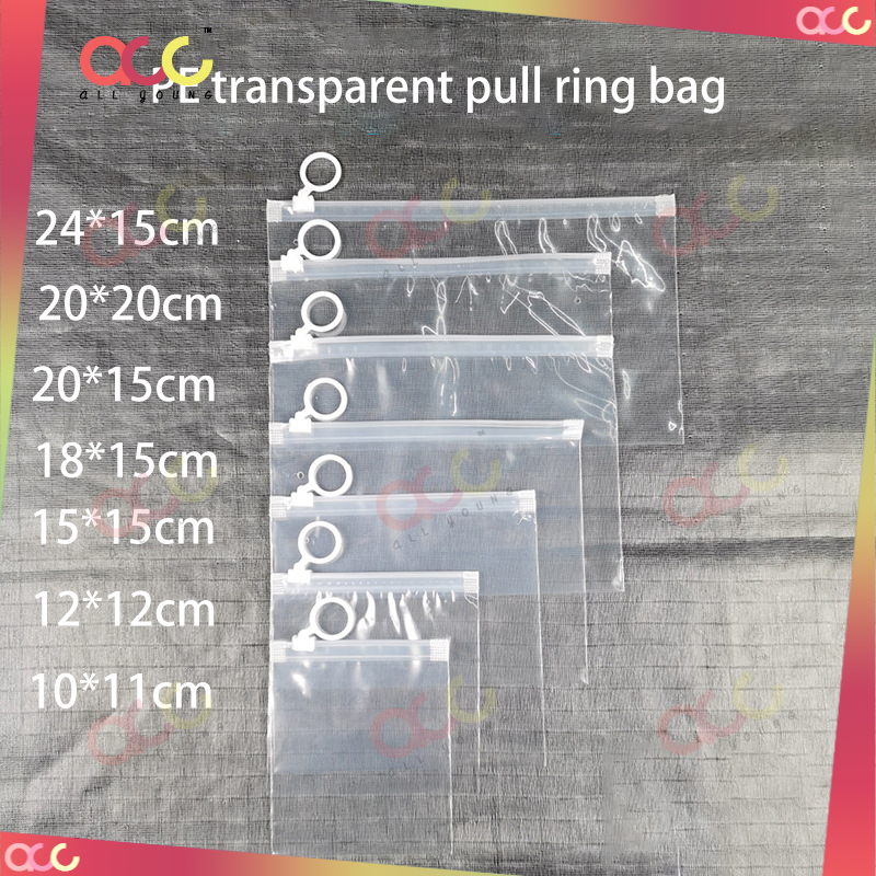 PE Transparent Pull Ring Storage Zipper Bag - With Ziplock Pouch ...