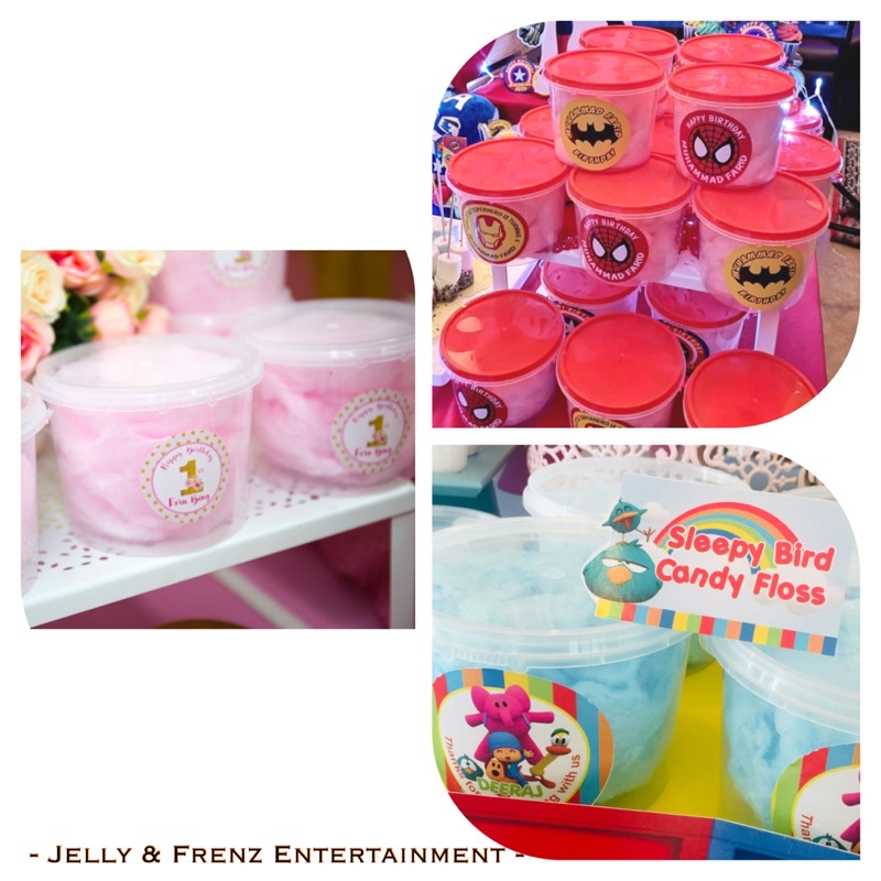Personalised Candy Floss Cotton Candy Tub with Sticker for Parties ...