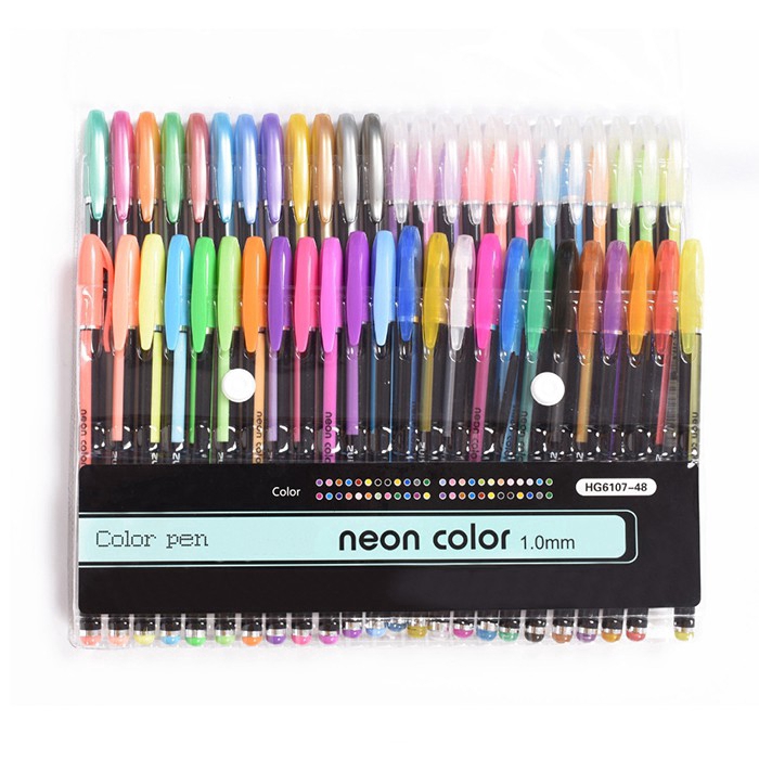 COD Ready Stock 48x Color Gel Pen Set Metallic Pastel Glitter Neon ...
