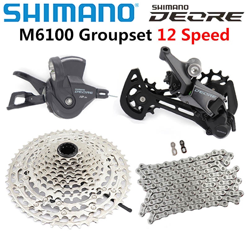 SHIMANO DEORE M6100 12s Groupset Mountain Bike M6100 Shifte SGS Rear Derailleur 10-51T Cassette ...