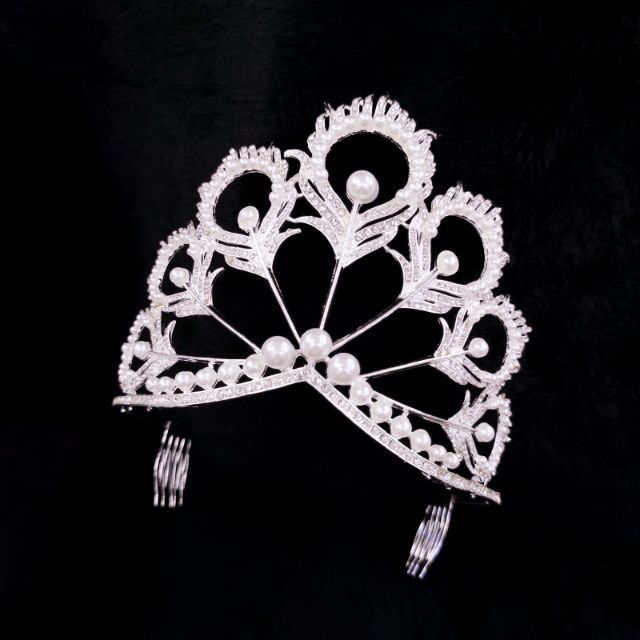 [JP101]miss universe pearl bride tiara crown wedding dress accessories ...