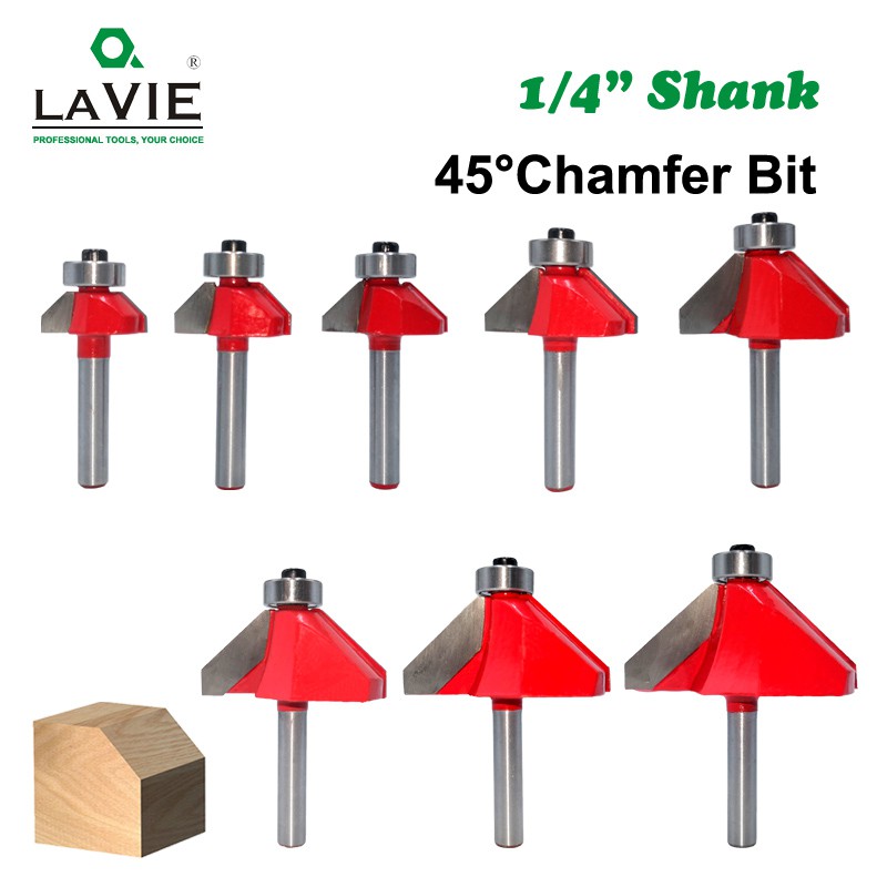 1pc 1/4 Inch Shank 45 Degree Chamfer Router Bit Edge Forming Bevel ...