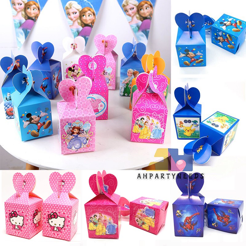 6Pcs/Lot Cartoon Party Paper Gift Box Candy Cookies Bags Kids Birthday ...