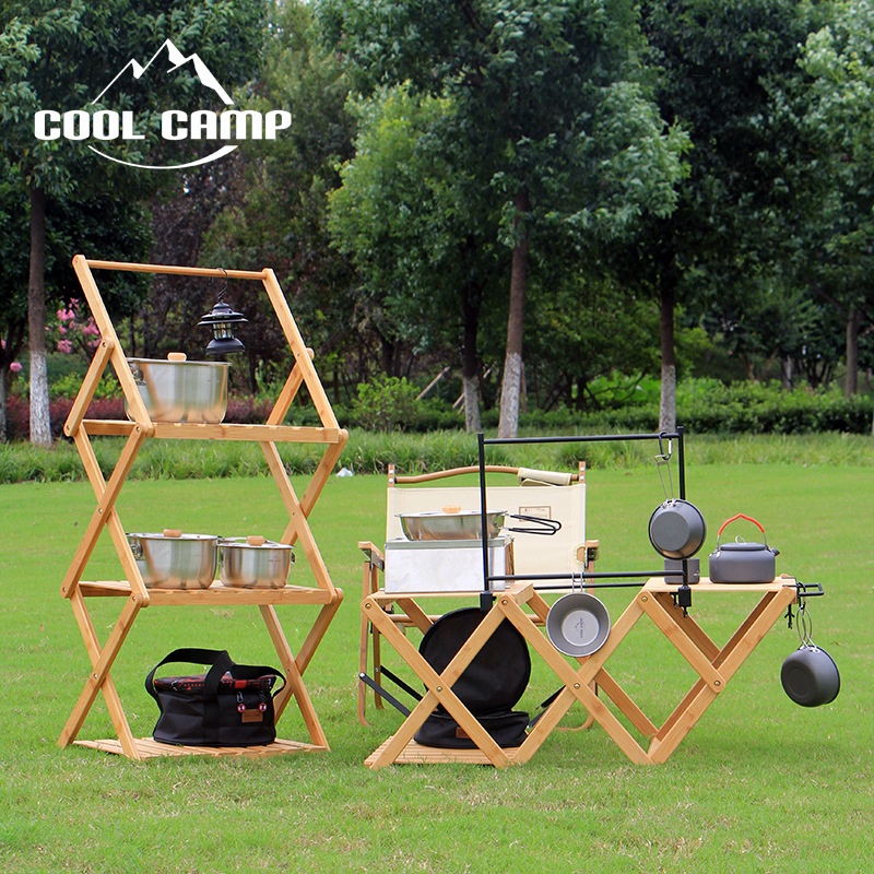 Outdoor Camping Foldable and Portable Storage Rack Camping Kitchenware ...
