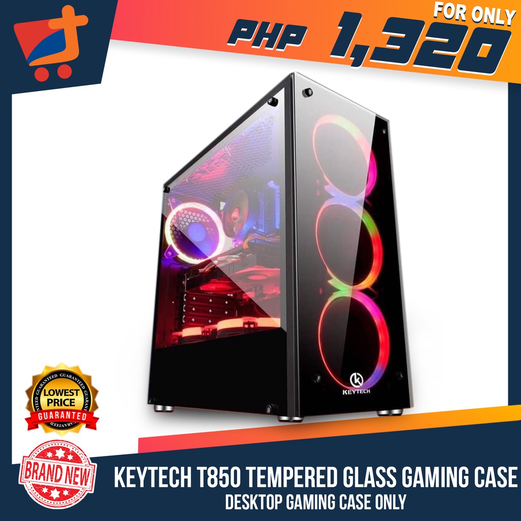 KEYTECH Tempered Glass Desktop Gaming Case PC/ Desktop Case ATX MATX ...