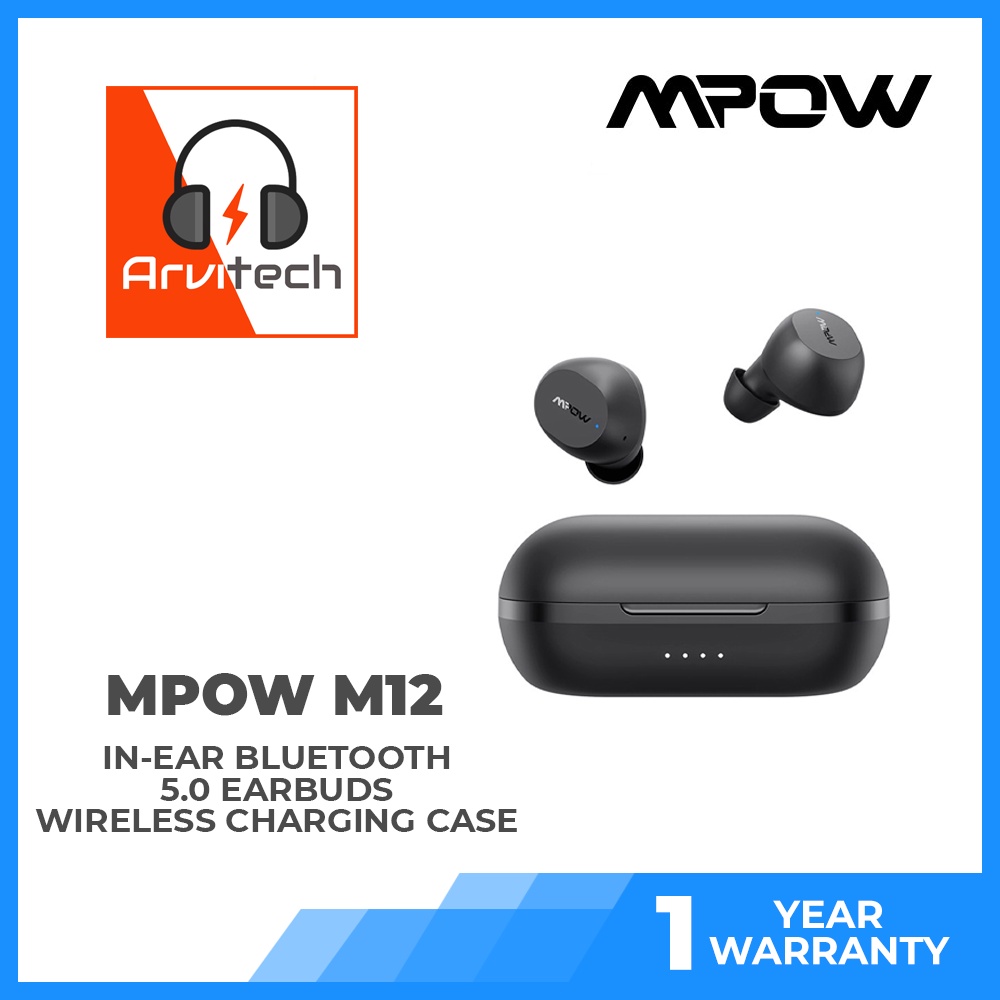Mpow M12 in-Ear Bluetooth 5.0 Earbuds with Wireless Charging case ...