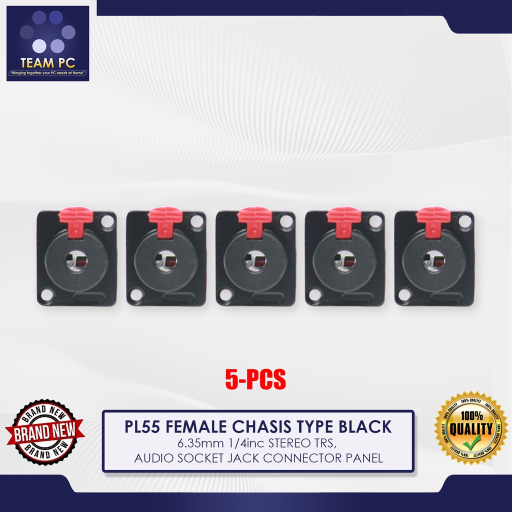 PL55 FEMALE CHASIS TYPE BLACK, 6.35mm 1/4inc STEREO TRS, AUDIO SOCKET ...
