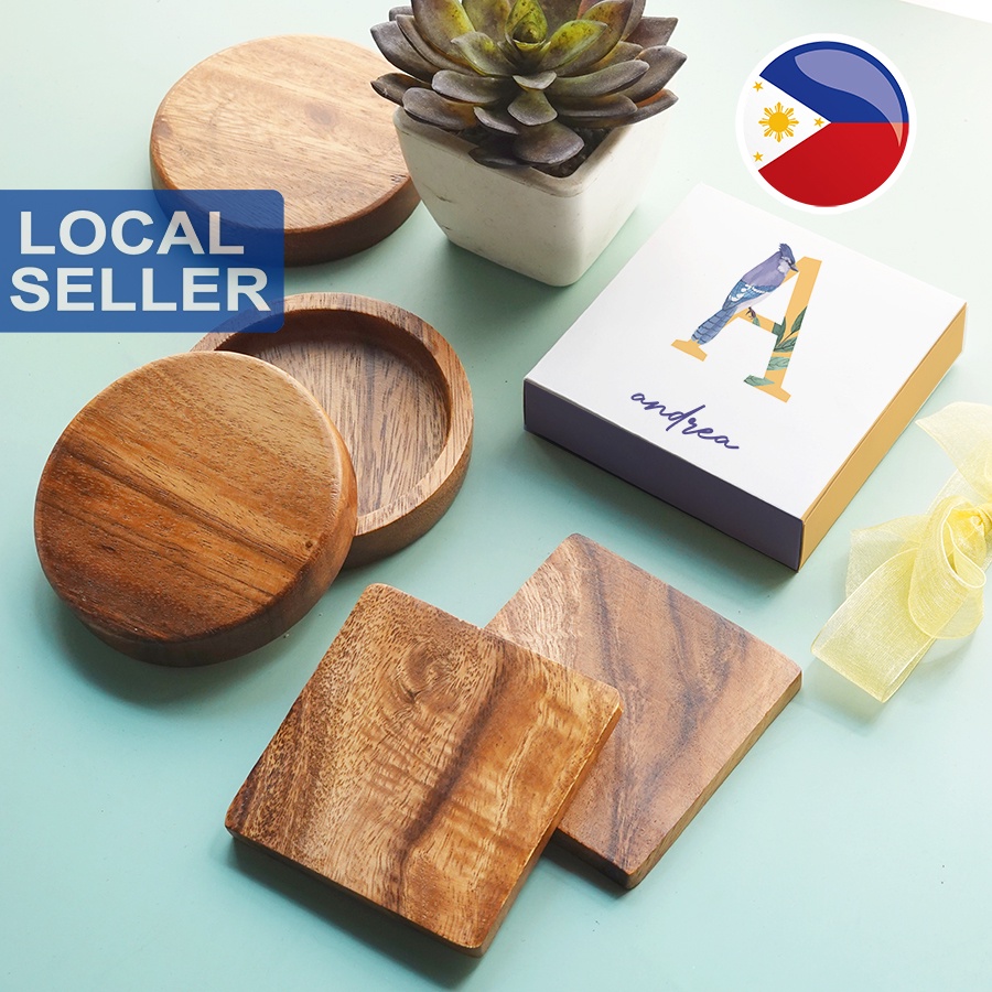 [10PCS] LOCAL COD MADE WOODEN COASTER | Shopee Philippines