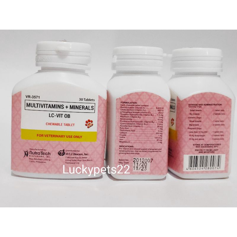 LC Vit Ob Multivitamins for Pregnant dogs 30 tabs | Shopee Philippines