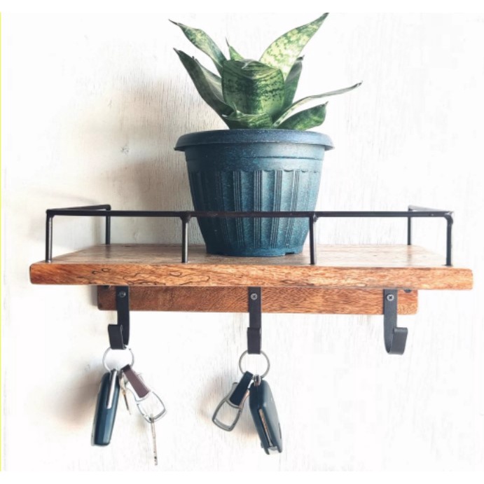 MINI HOOKSHELF WITH FENCE Kitchen and living Room Furniture Solid Wood ...