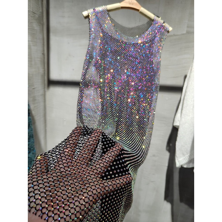 New Color Mesh Diamond Crystal Dress Party Dance DIsc Sparkling Vestido ...