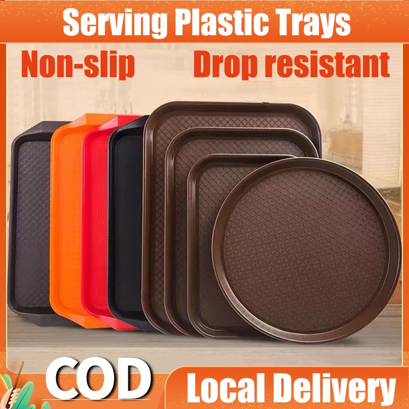 Rectangular Plastic Tray Non-Slip Serving Plate Food Serving Tray ...