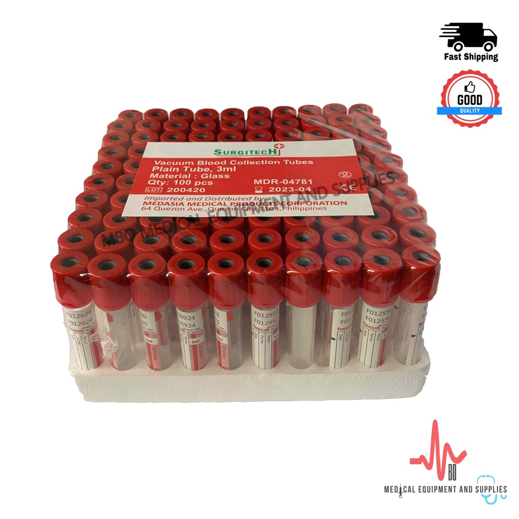 Blood Collection Tube Plain Red Top Tube Glass - 3ml, 5ml, 10ml ...