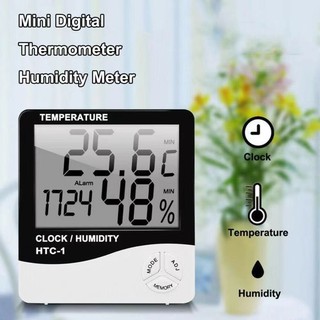 HTC-1 Digital LCD Temperature Humidity Meter Clock Indoor Hygrometer ...