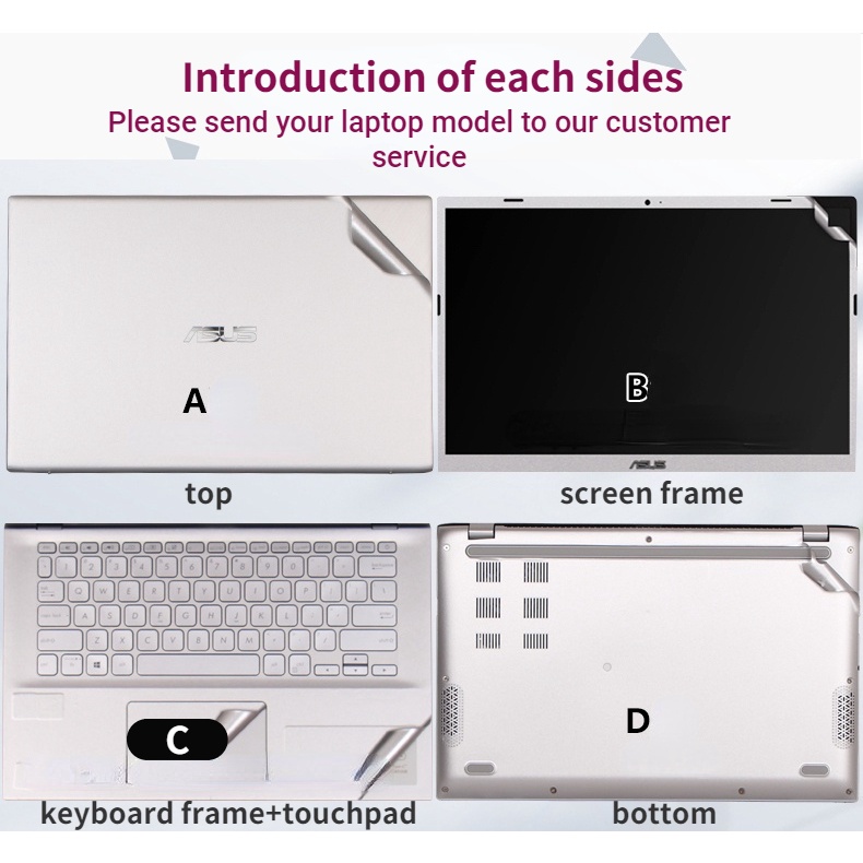 ABCD Sticker Laptop HP Freely Cutting for 11 12 13 14 15.6 17 inch Any ...