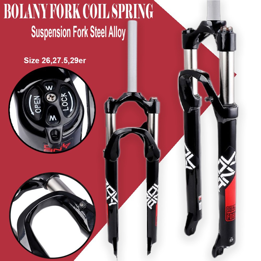 Bolany MTB Fork Coil Spring 26/27.5/29er Aluminum Alloy Mechanical Fork ...