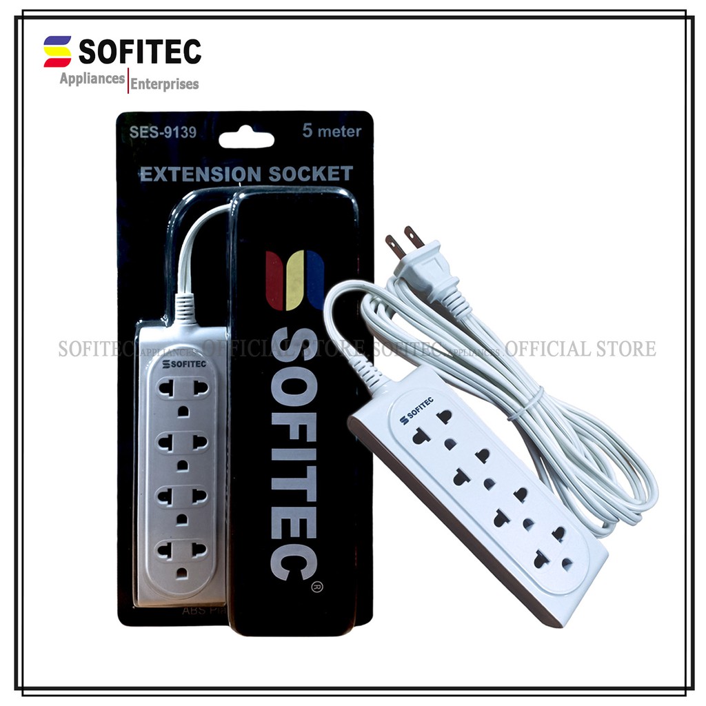 Sofitec Universal Outlet Power Socket 5Meters Cord Cable SES-9139 Power ...