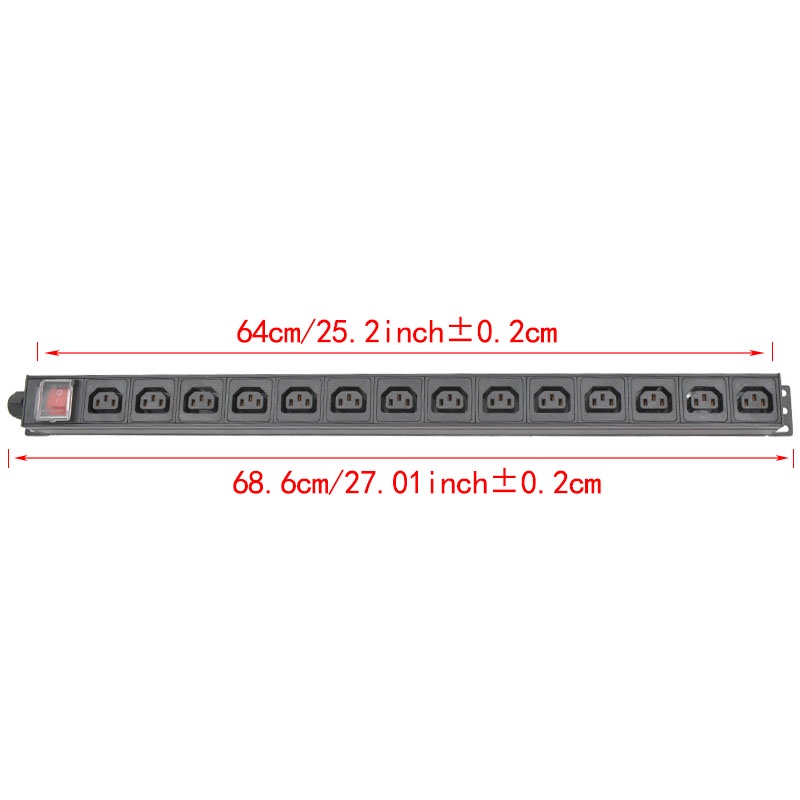 PDU Power Distribution Unit 16A 3500W Power Strip 2-22 Ways IEC-C13 output socket With LED ...