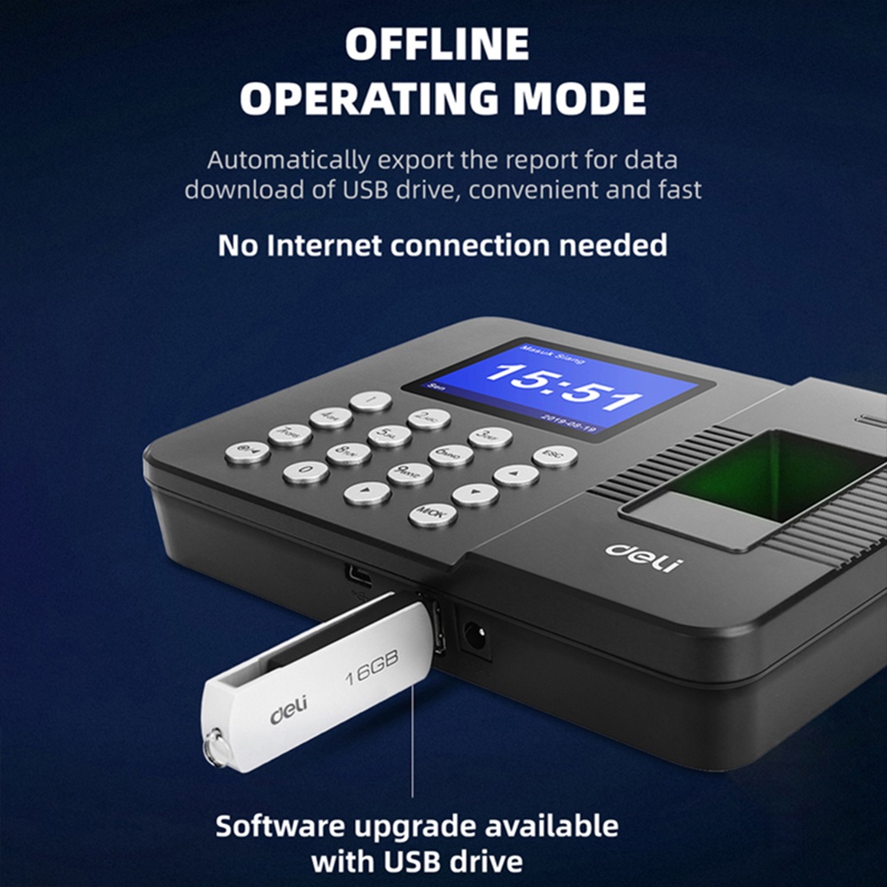 Deli Fingerprint Attendance Machine Fingerprint Recognition 2.4'TFT ...