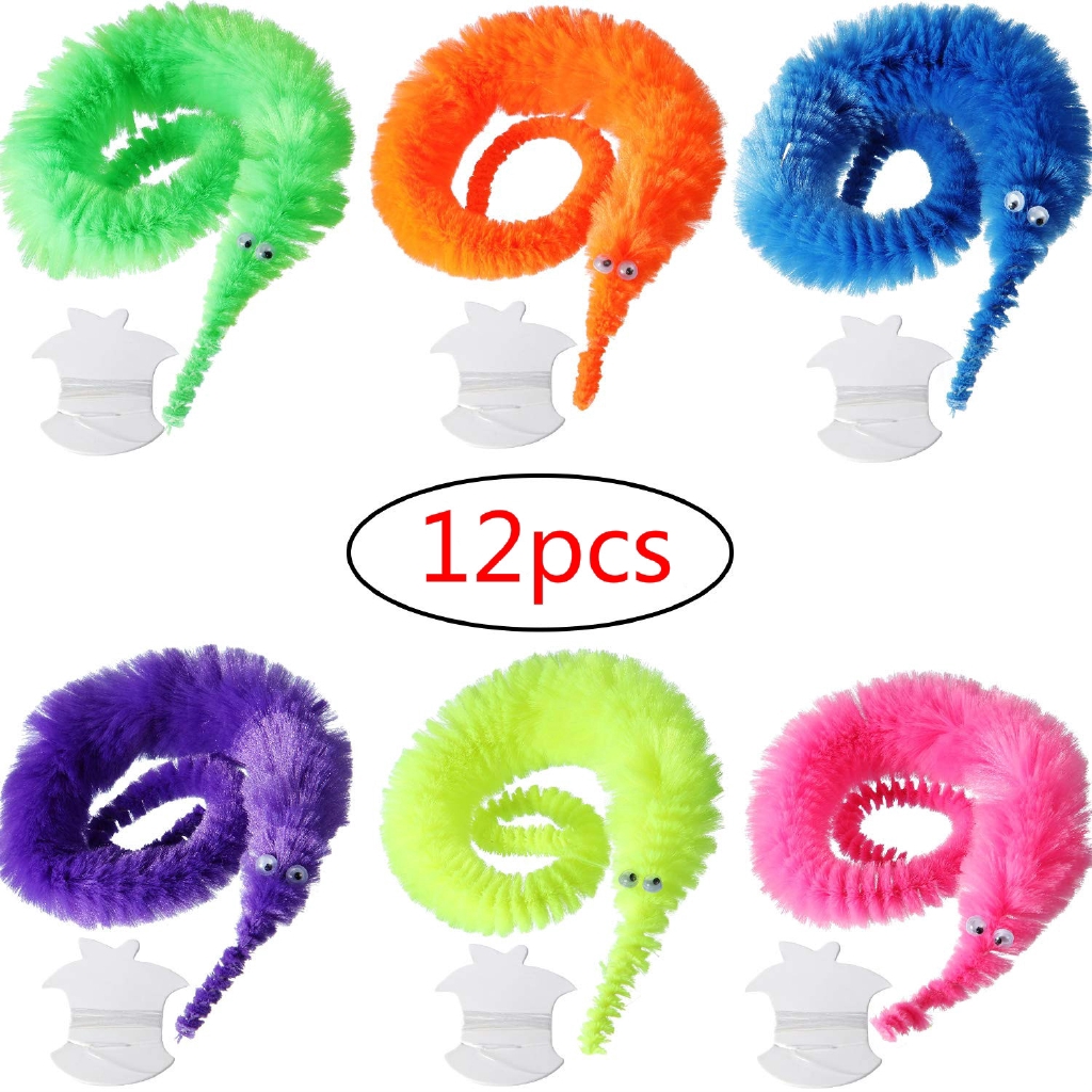 12pcs Magic Worm Toys Wiggly Twisty Fuzzy Worm Toys Carnival Party ...