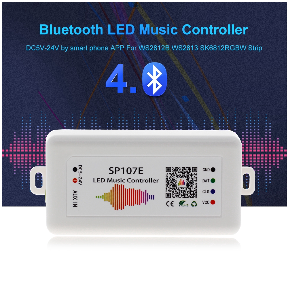 SP107E Bluetooth Music LED Controller RGB SPI Control by Phone APP for ...